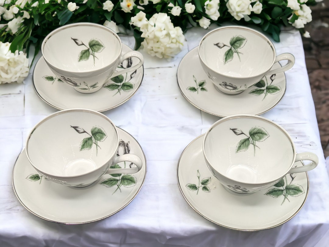Stonegate Germany Bavarian Midnight Rose Set of 4 Cup and Saucers With ...
