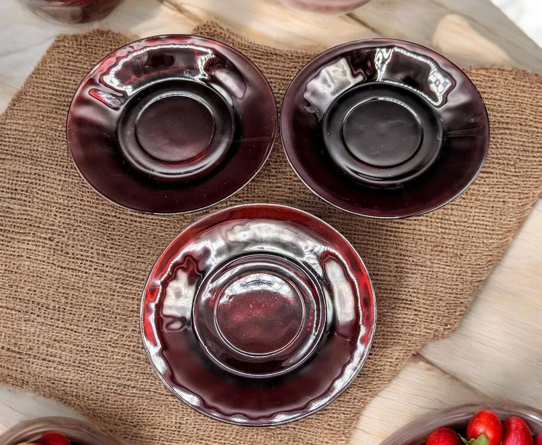 Royal Ruby Red Glass Set of Three 6 Inch Butter /dessert Plates - Etsy