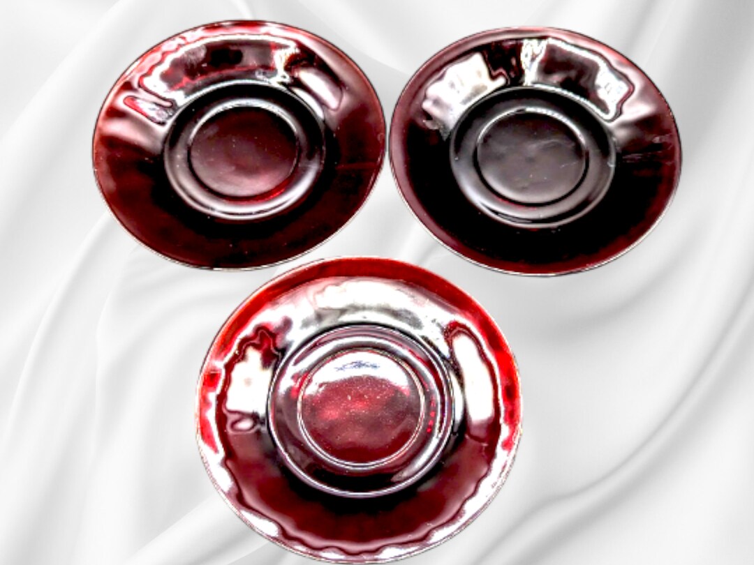 Royal Ruby Red Glass Set of Three 6 Inch Butter /dessert - Etsy
