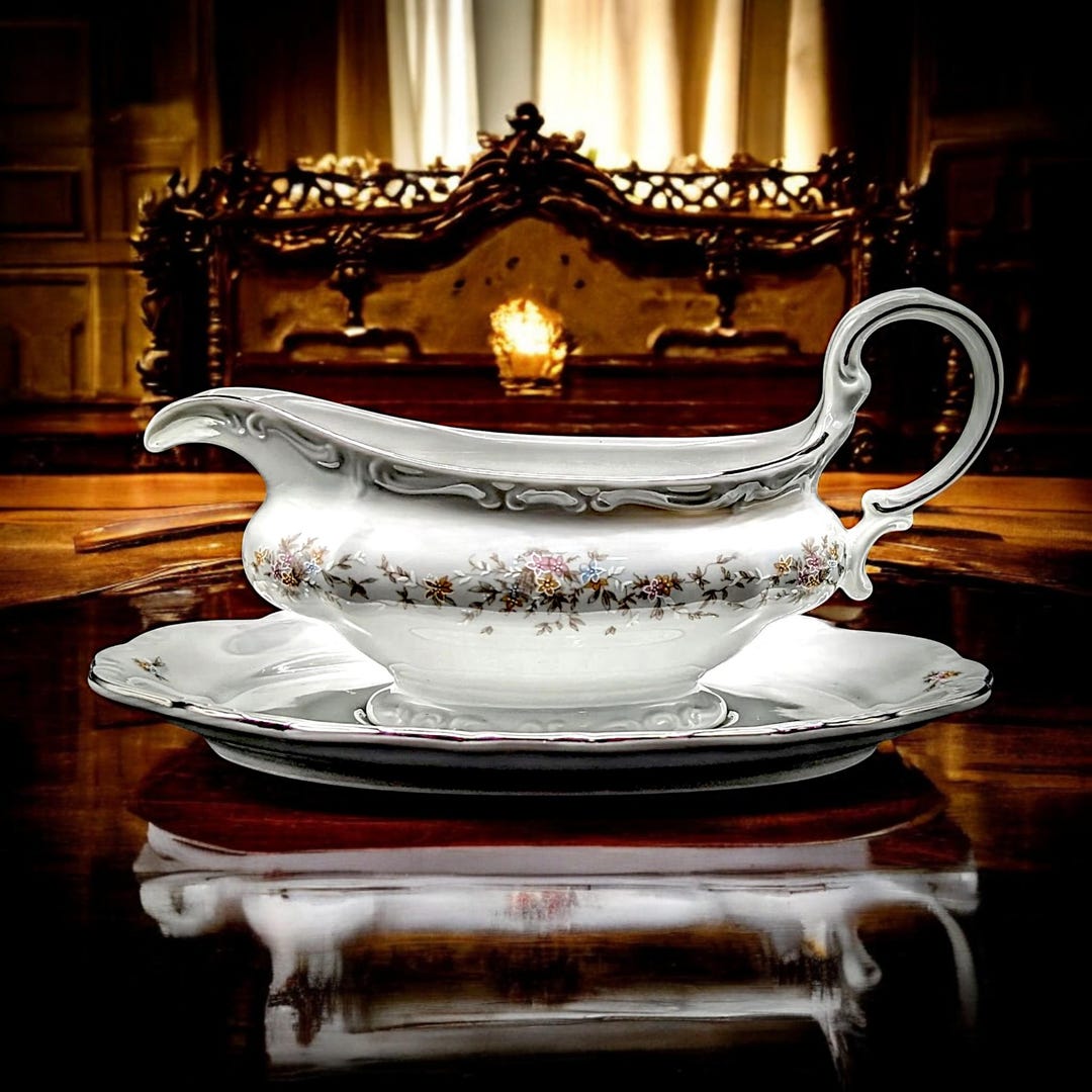 Vintage Johann Haviland Floral Splendor Gravy Boat With Underplate ...