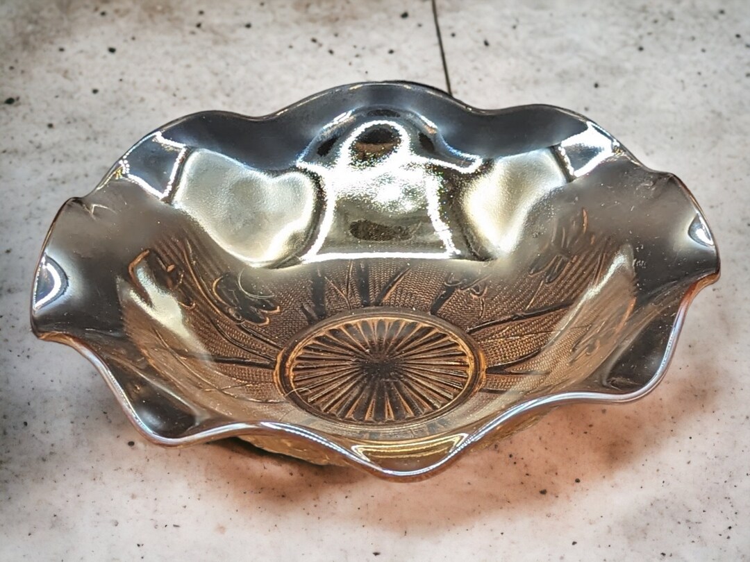 This Iridescent Amber Console Bowl is a Stunning Vintage Piece That ...