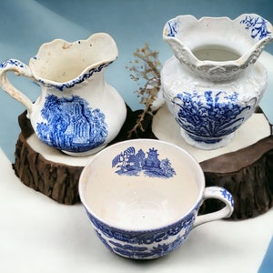 Set of 3 Antique Blue Ware Pieces an Excellent Addition for Your ...