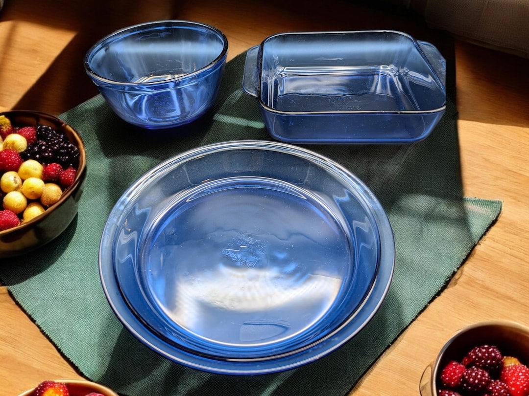 Cobalt Blue Pyrex Baking Set: Pie Plate, Square Dish, Mixing Bowl - Etsy