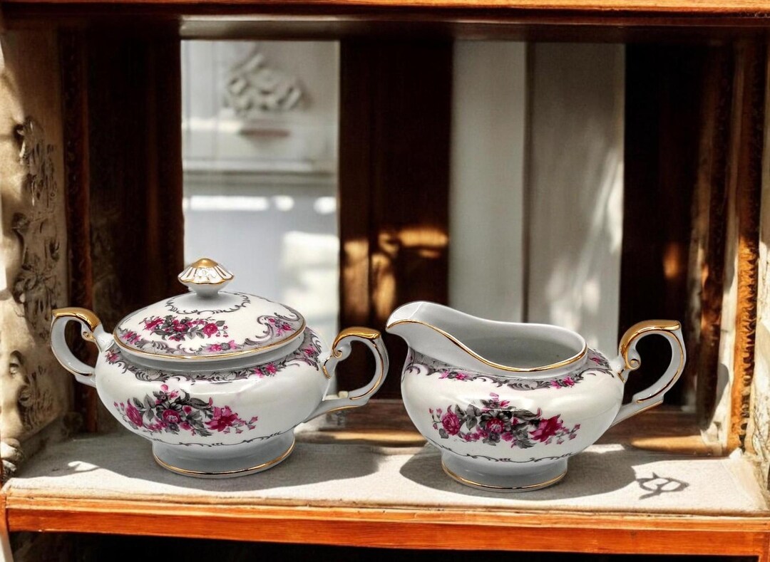 Grace China Corsage Pattern Creamer and Sugar Bowl With Lid Pristine ...