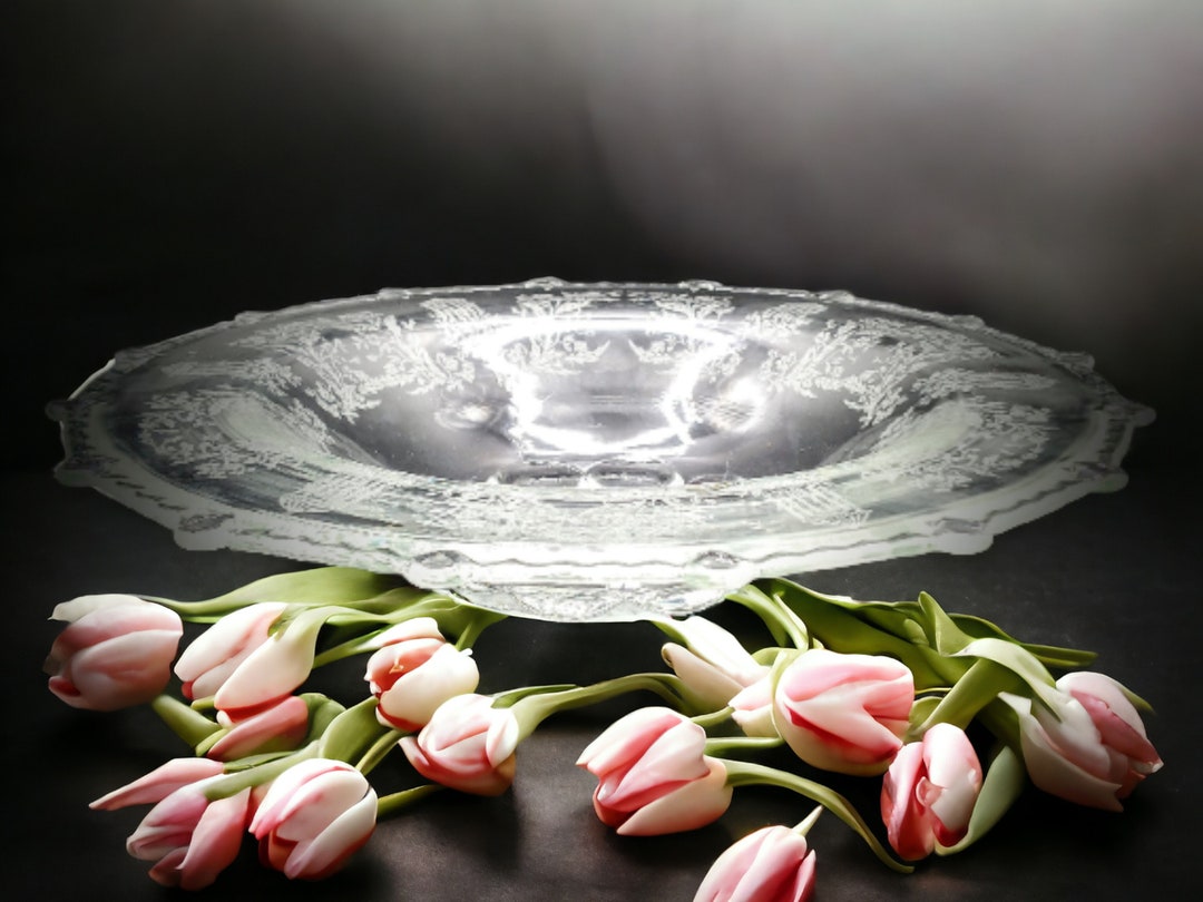 Depression Era Gazebo Crystal 14" Glass Bowl Paden City Glass Company ...