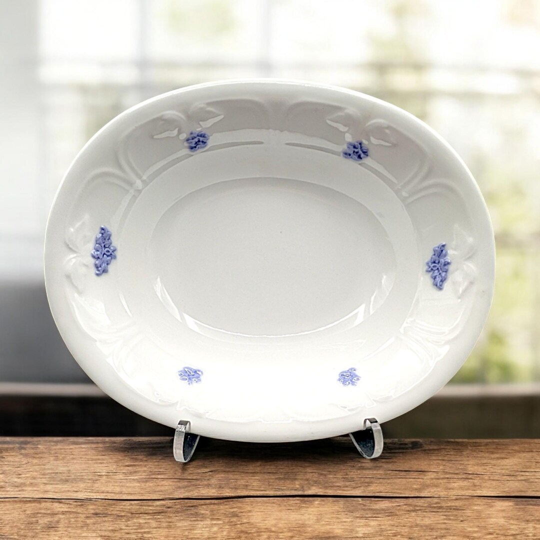 Rare Antique Adderly Blue Chelsea Embossed Oval Serving Bowl Bone China ...