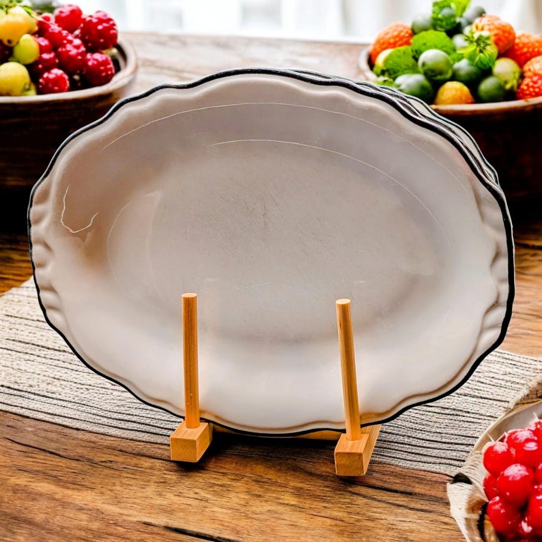 Vintage Set of 8 Heavy Oval Restaurant Steak Plates/platters Measuring ...