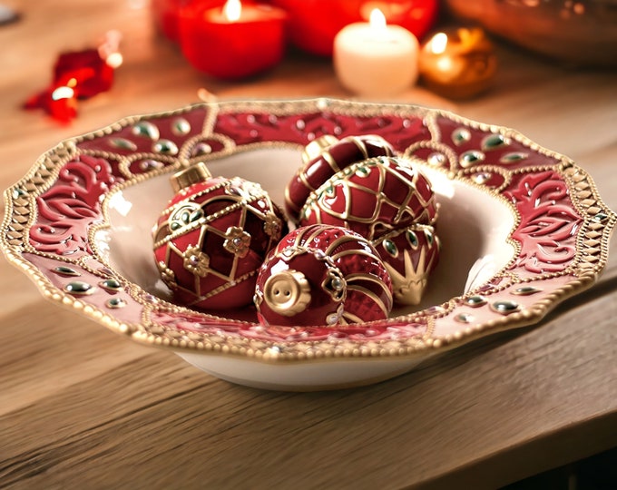 Fitz and Floyd Renaissance Holiday Serving Bowl 50 Ounces Dimensions 13 ...