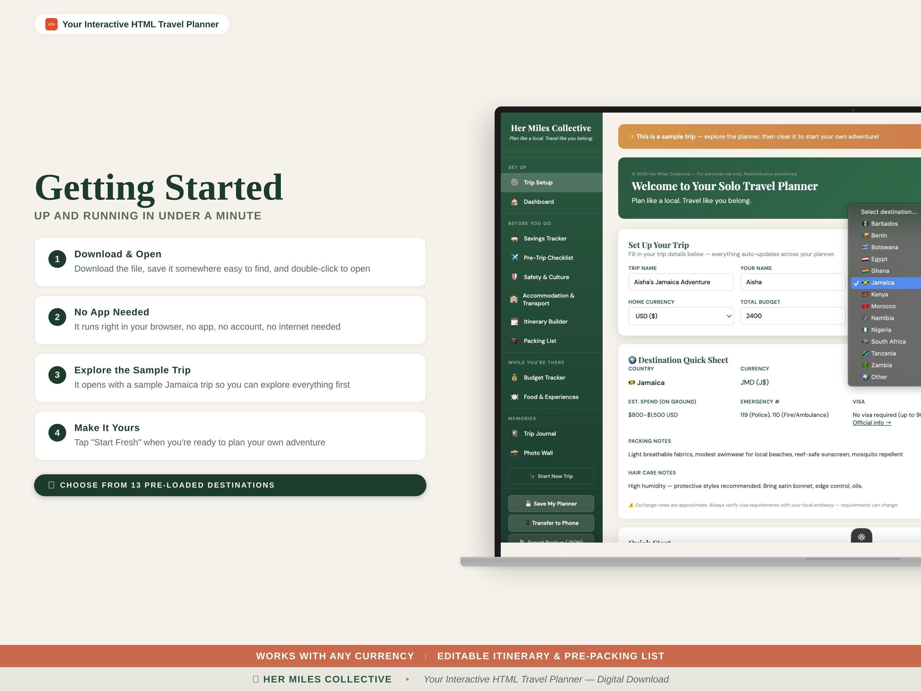Your All-in-one HTML Travel Planner | Interactive Digital Planner ...