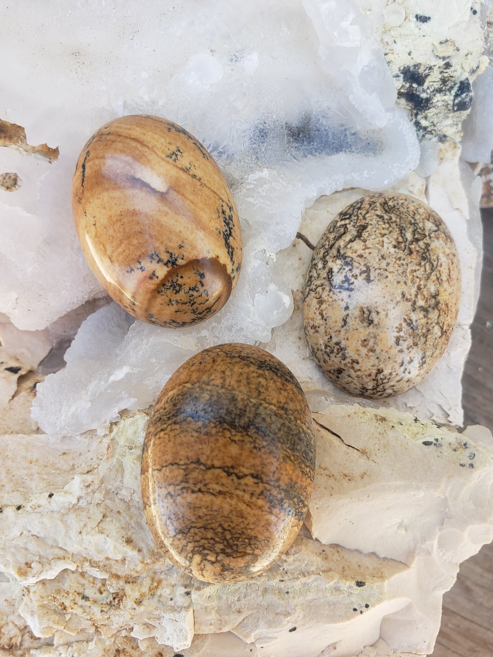 Picture Stone Cabochons Set of Three 30 x 22 mm PSC3022E | Etsy