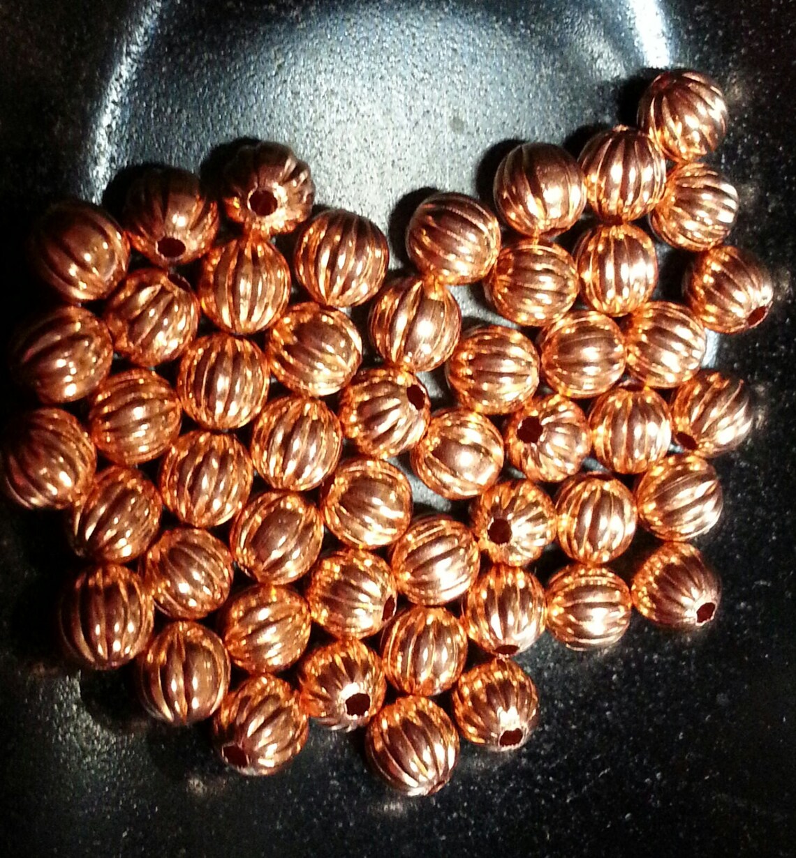 6.2mm Corregated Solid Copper Beads. Made in the USA. - Etsy