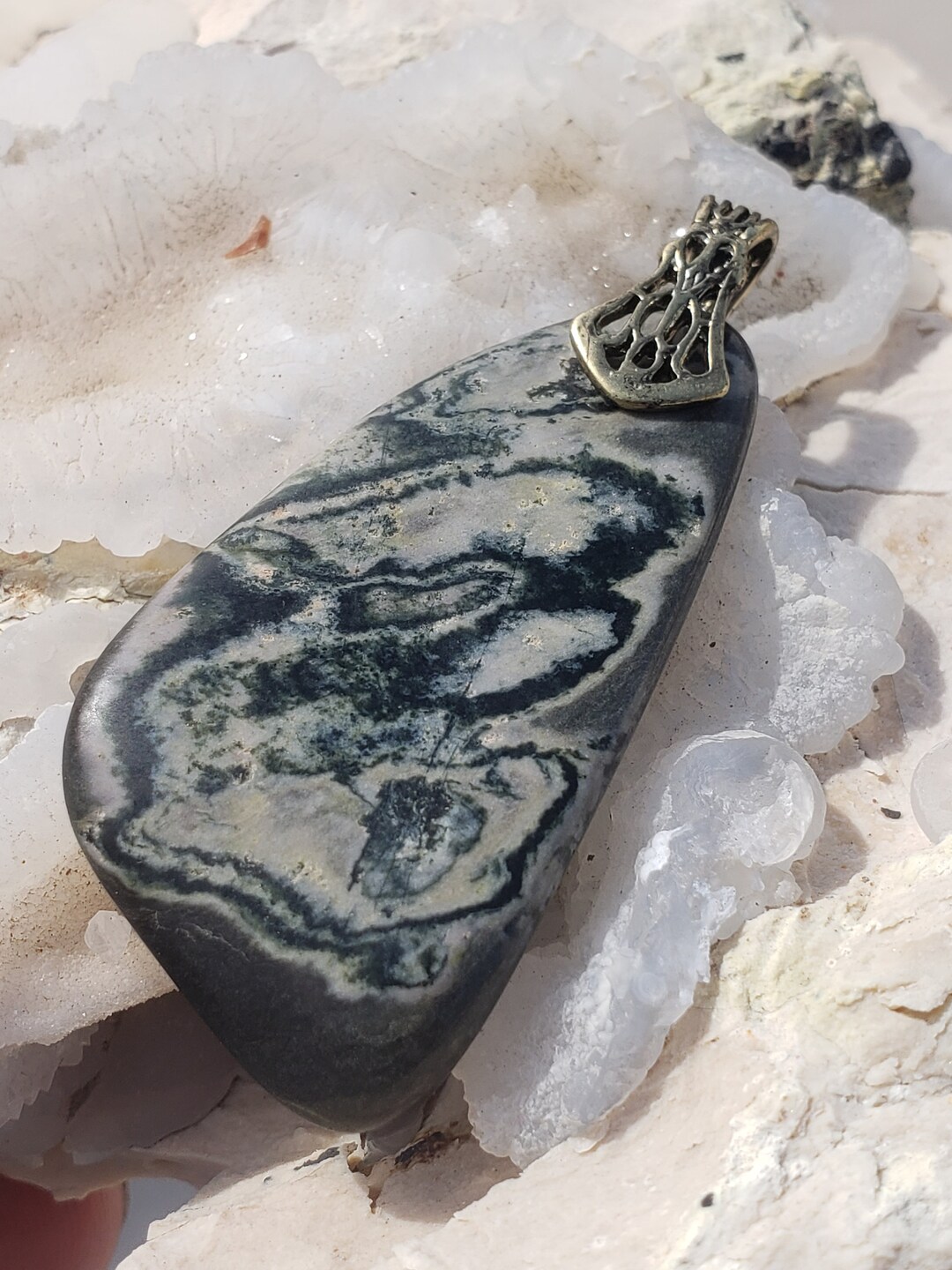 Green Banded Rhyolite Pendant GBRP1 - Etsy