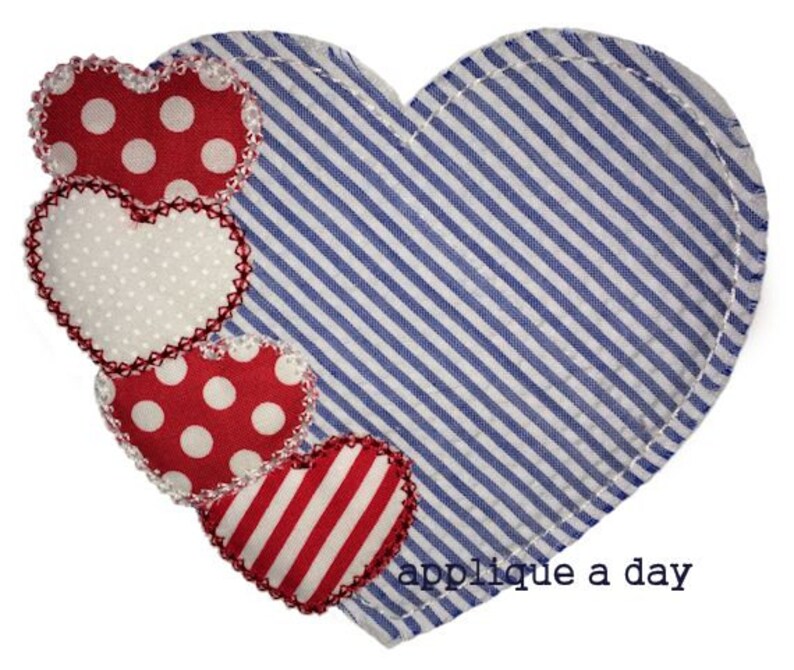Heart Stack Applique Design Machine Applique Embroidery Design Instant Digital Download By