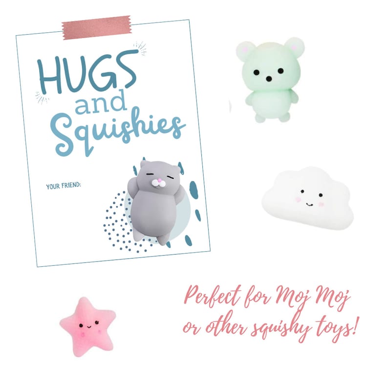 Hugs and Squishies Birthday Card, Moj Moj, Gift Tags, Party Favors ...