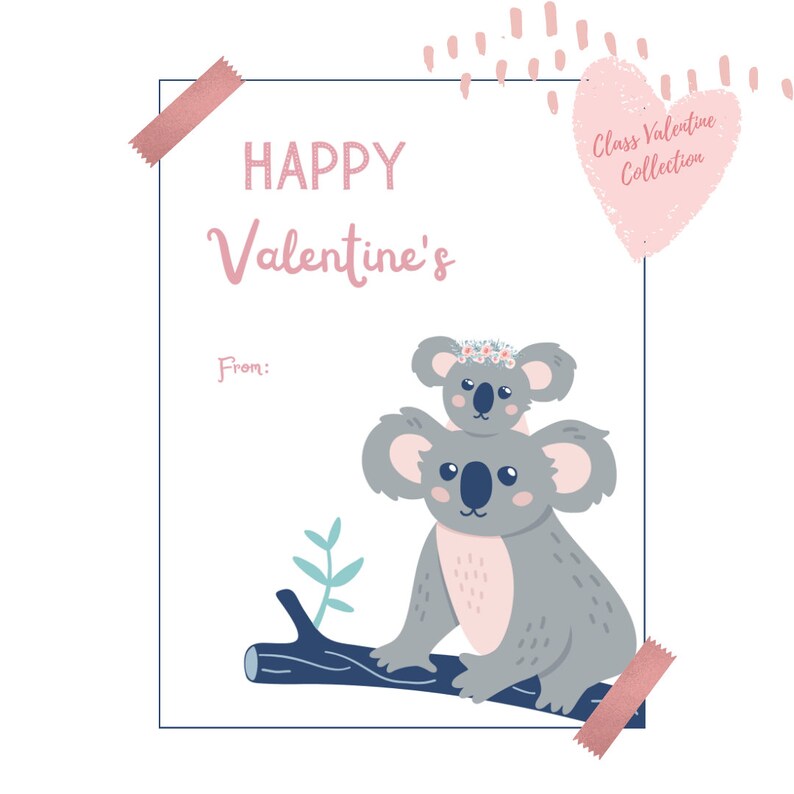 Koala Class Valentine's Day Card,valentine's Tags, Class Valentines for ...