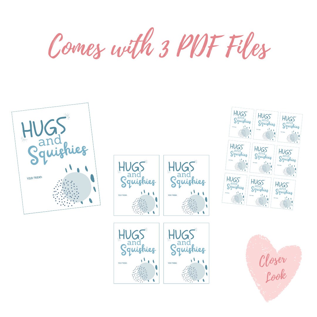 Hugs and Squishies Birthday Card, Moj Moj, Gift Tags, Party Favors ...