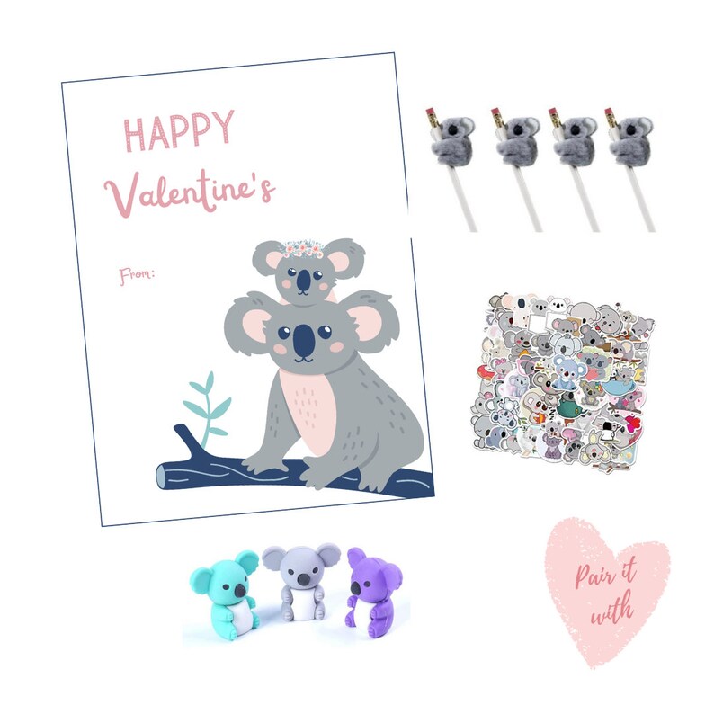 Koala Class Valentine's Day Card,valentine's Tags, Class Valentines for ...