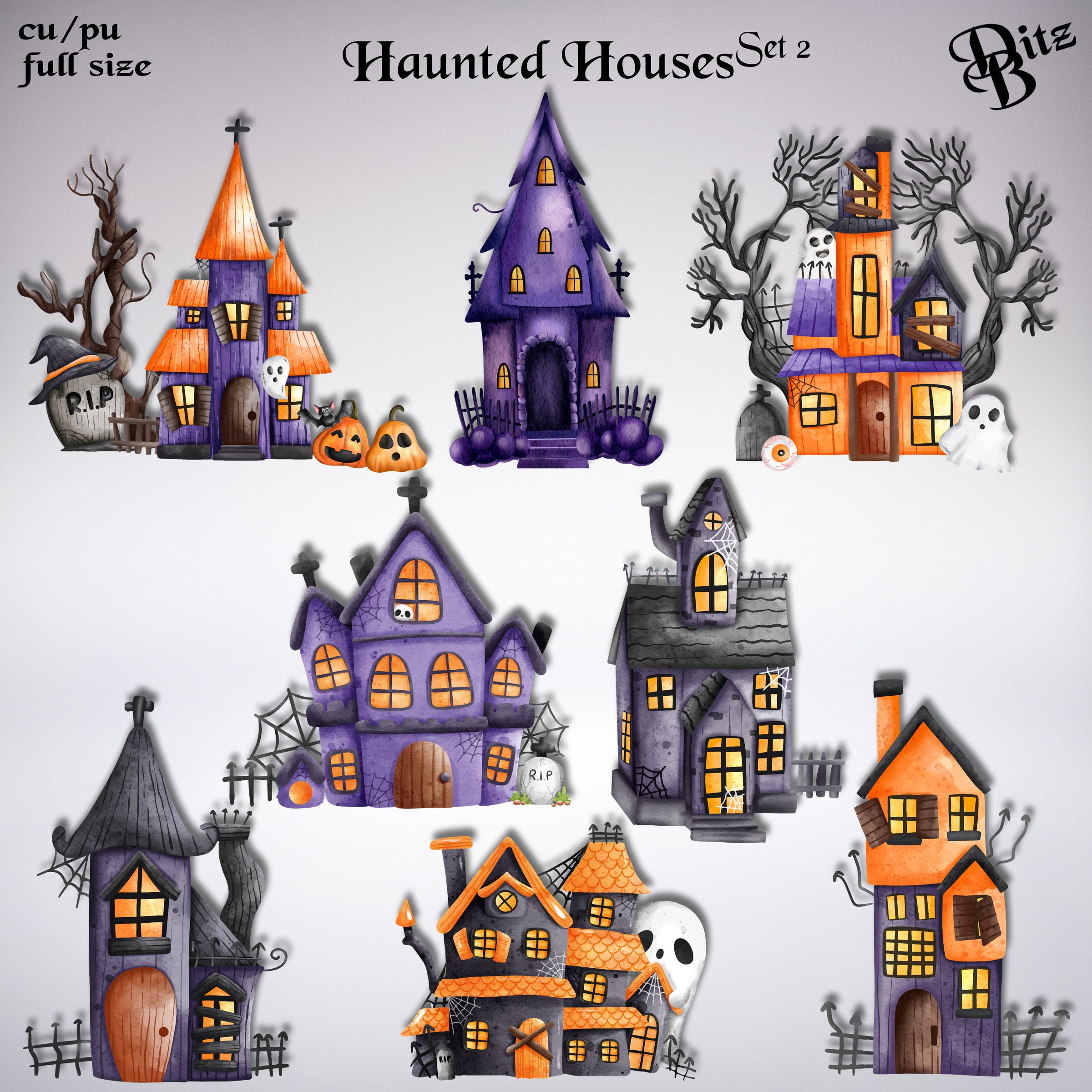 Haunted Houses Set 2 Transparent Png Images - Etsy