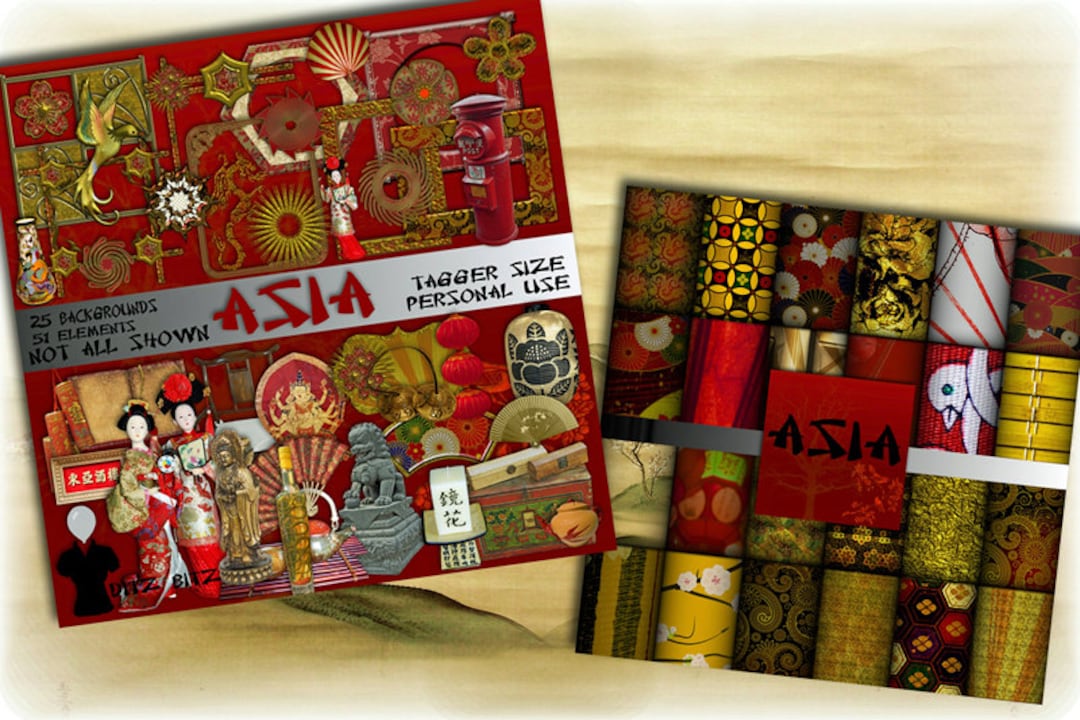 Asia Digital Scrapbook Kit Red & Gold..instant Downloads - Etsy