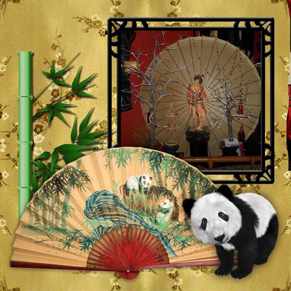 Asian Flair Digital Scrapbook Kit - Etsy