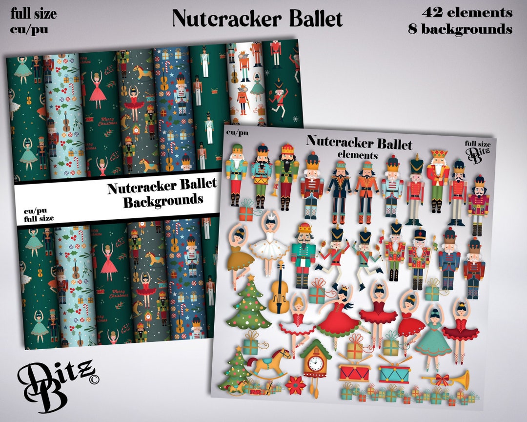 Nutcracker Ballet Digital Scrapbook Kit Digital Papers & Png Elements ...