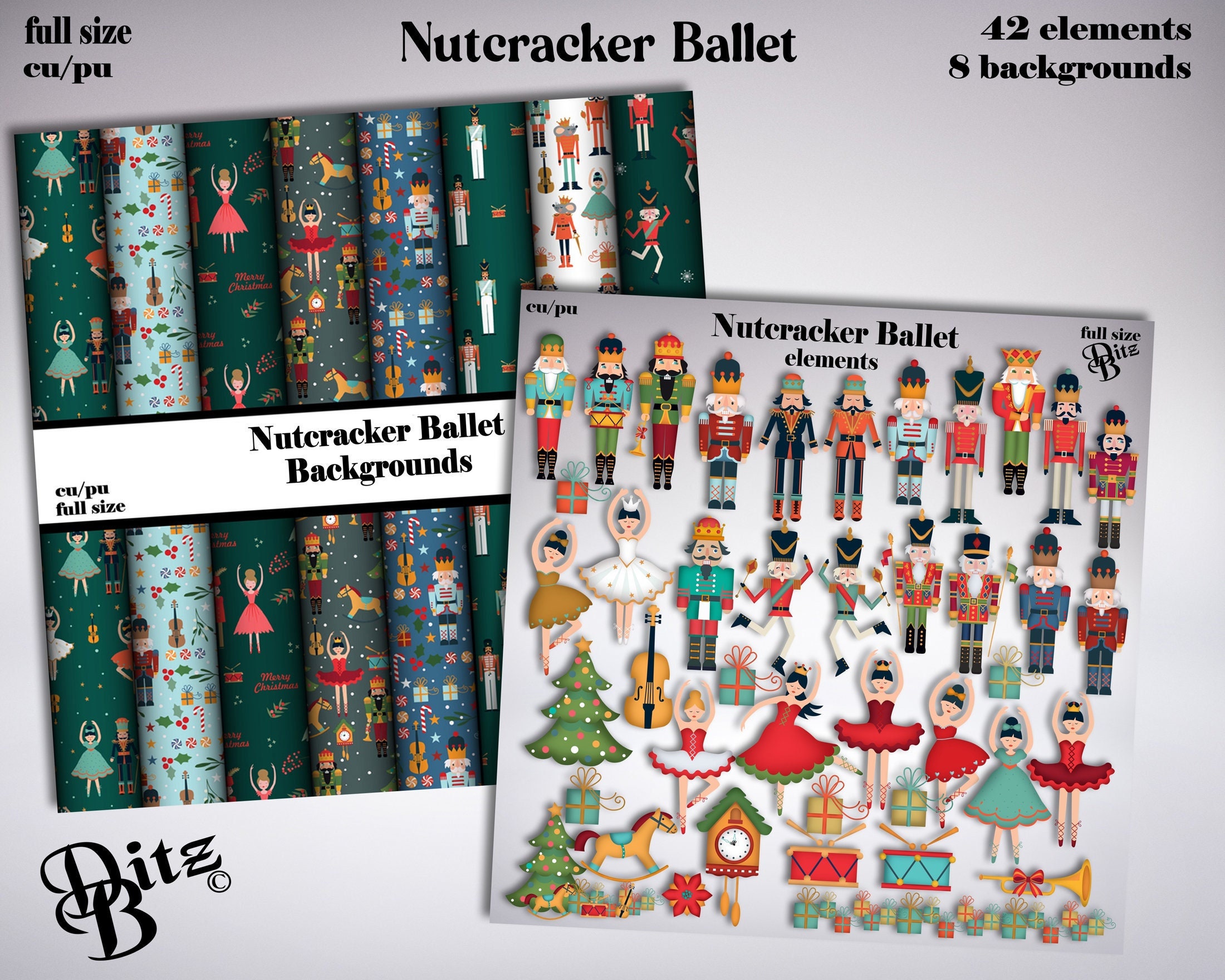 Nutcracker Ballet Digital Scrapbook Kit Digital Papers & Png Elements ...