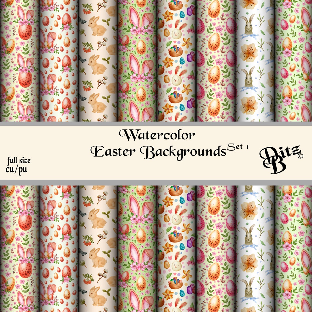 Easter Backgrounds Set 1 Digital Scrapbook Watercolor Papers Jpg ...