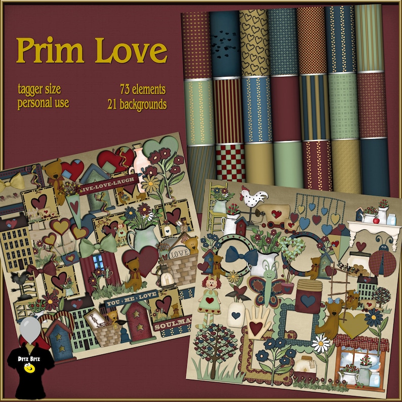Prim Love Digital Scrapbook Kit - Etsy