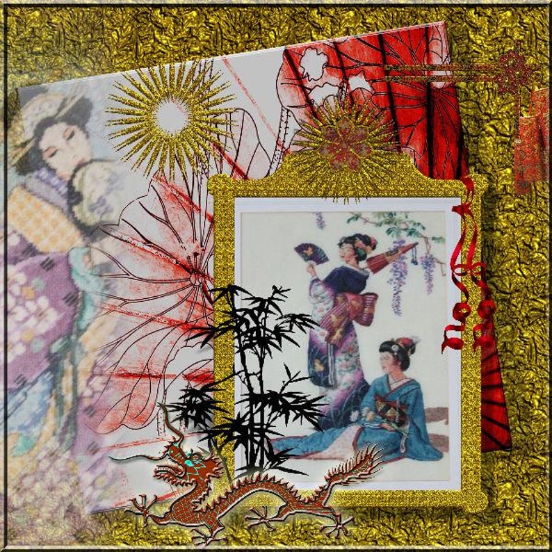 Asia Digital Scrapbook Kit Red & Gold..instant Downloads - Etsy