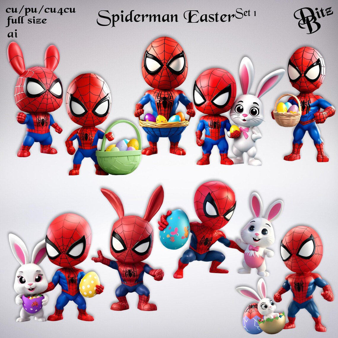 Spiderman Easter Set 1 Transparent Png Images With Freebie - Etsy