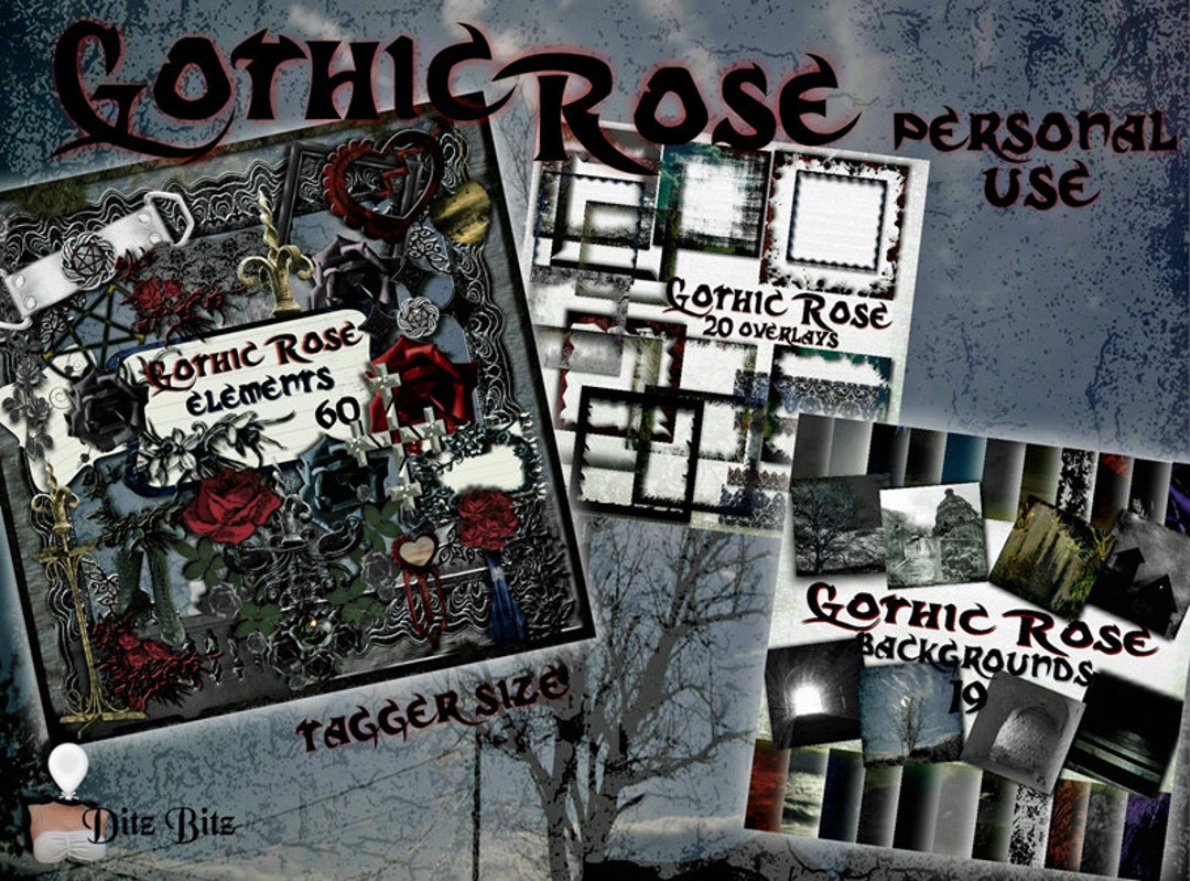Gothic Rose Digital Scrapbook Kit - Etsy