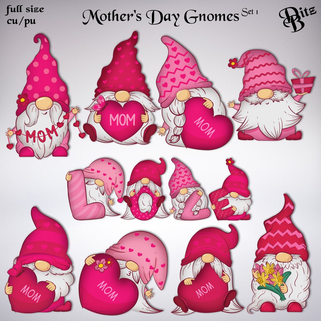Mother's Day Gnomes Set 1 Transparent Png Images - Etsy
