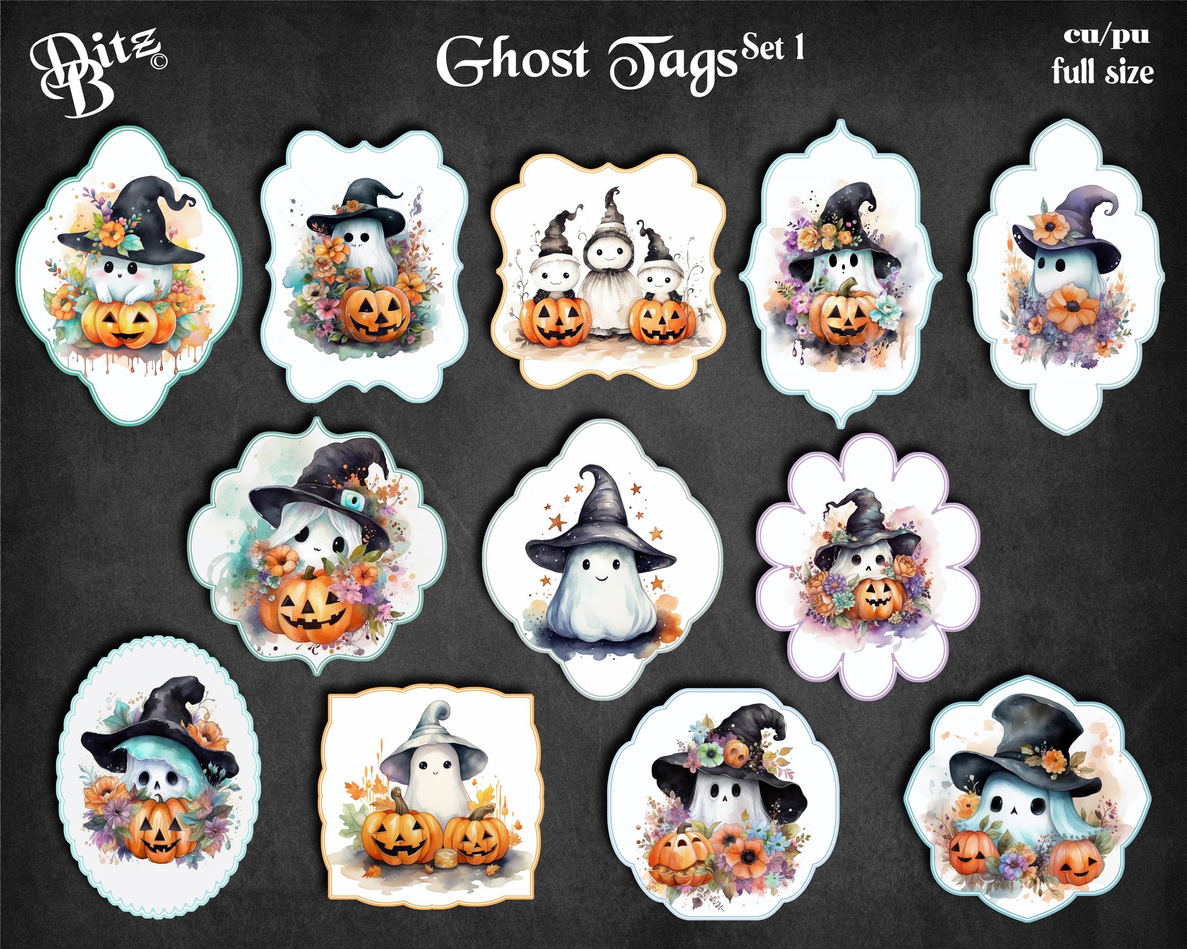 Ghost Tags Set 1 Transparent Png Files - Etsy