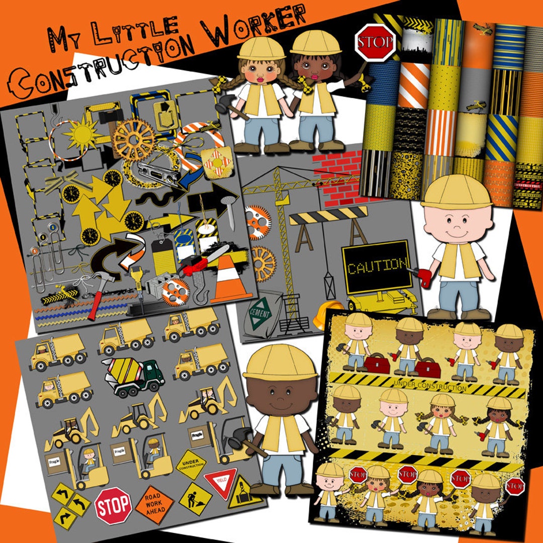 My Little Construction Worker Digital Scrapbook Kit Jpg, Transparent ...