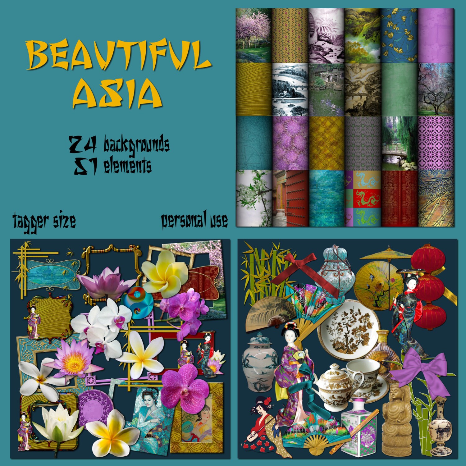 Beautiful Asia Digital Scrapbook Kit - Etsy
