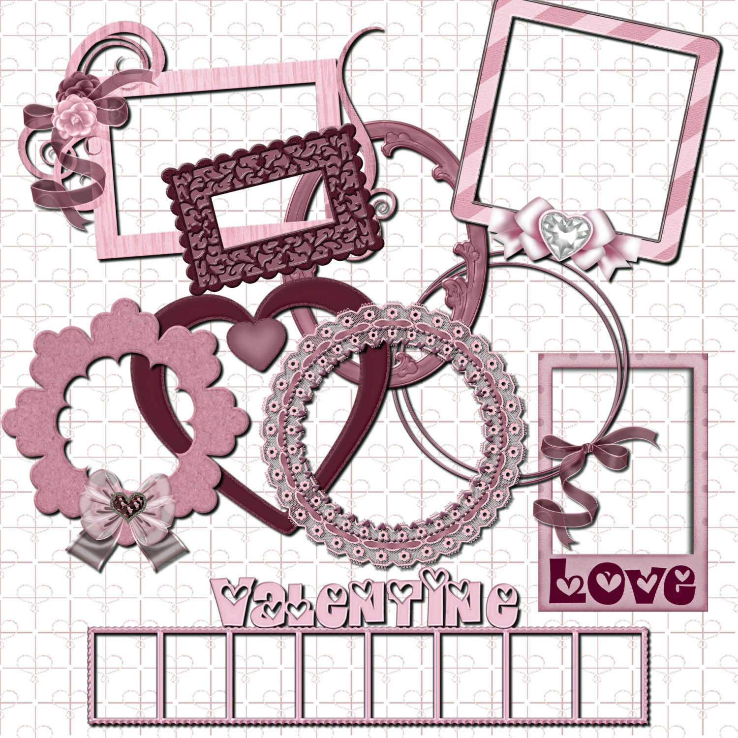 Pink Valentine Digital Scrapbook Kit - Etsy