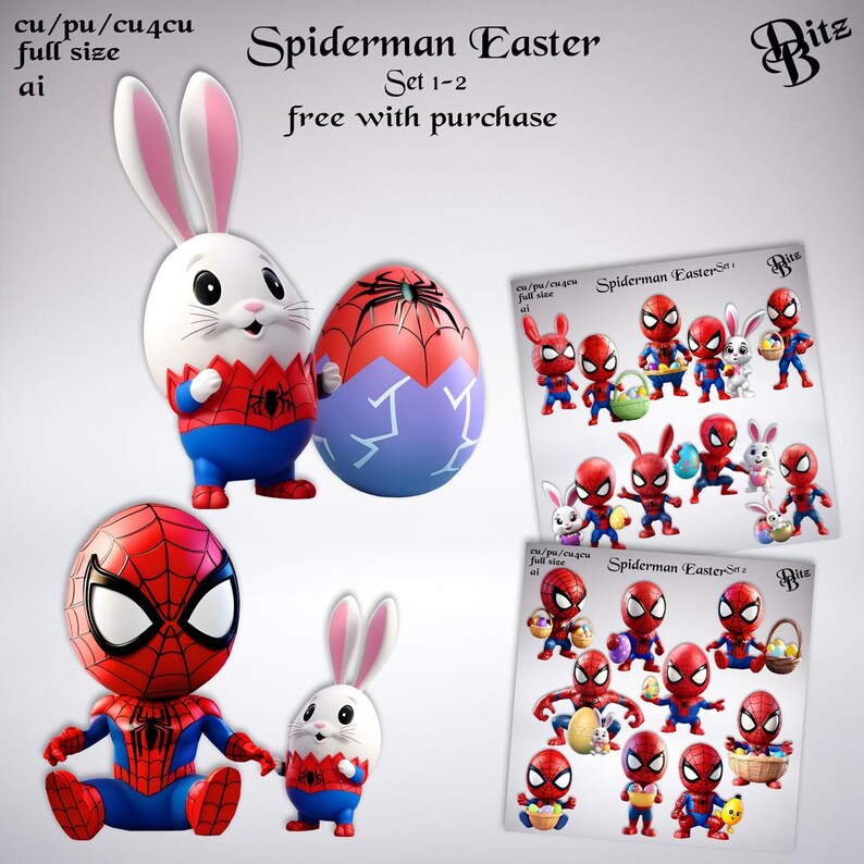 Spiderman Easter Set 1 Transparent Png Images With Freebie - Etsy