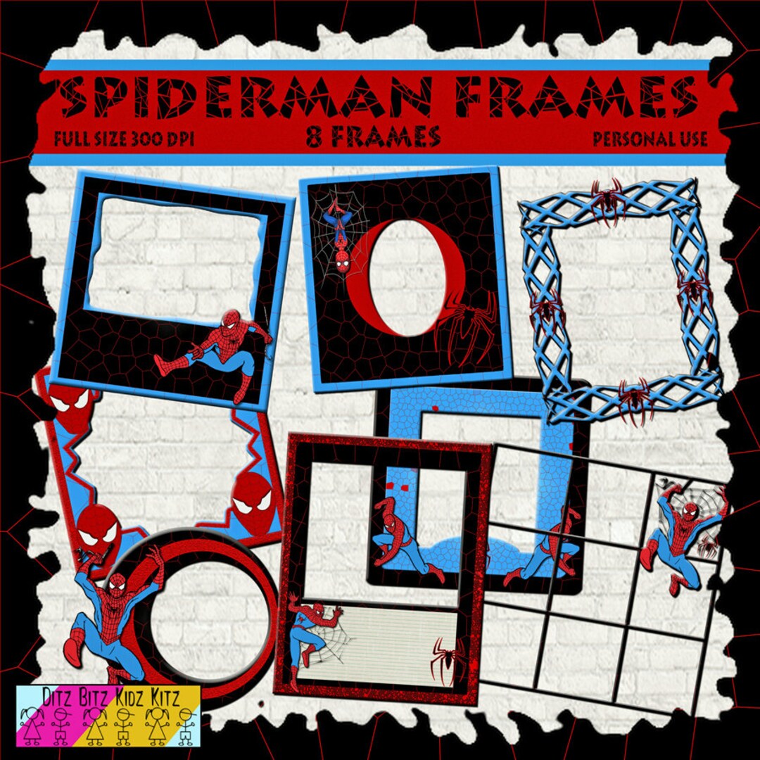 Spiderman Digital Scrapbook Frames - Etsy