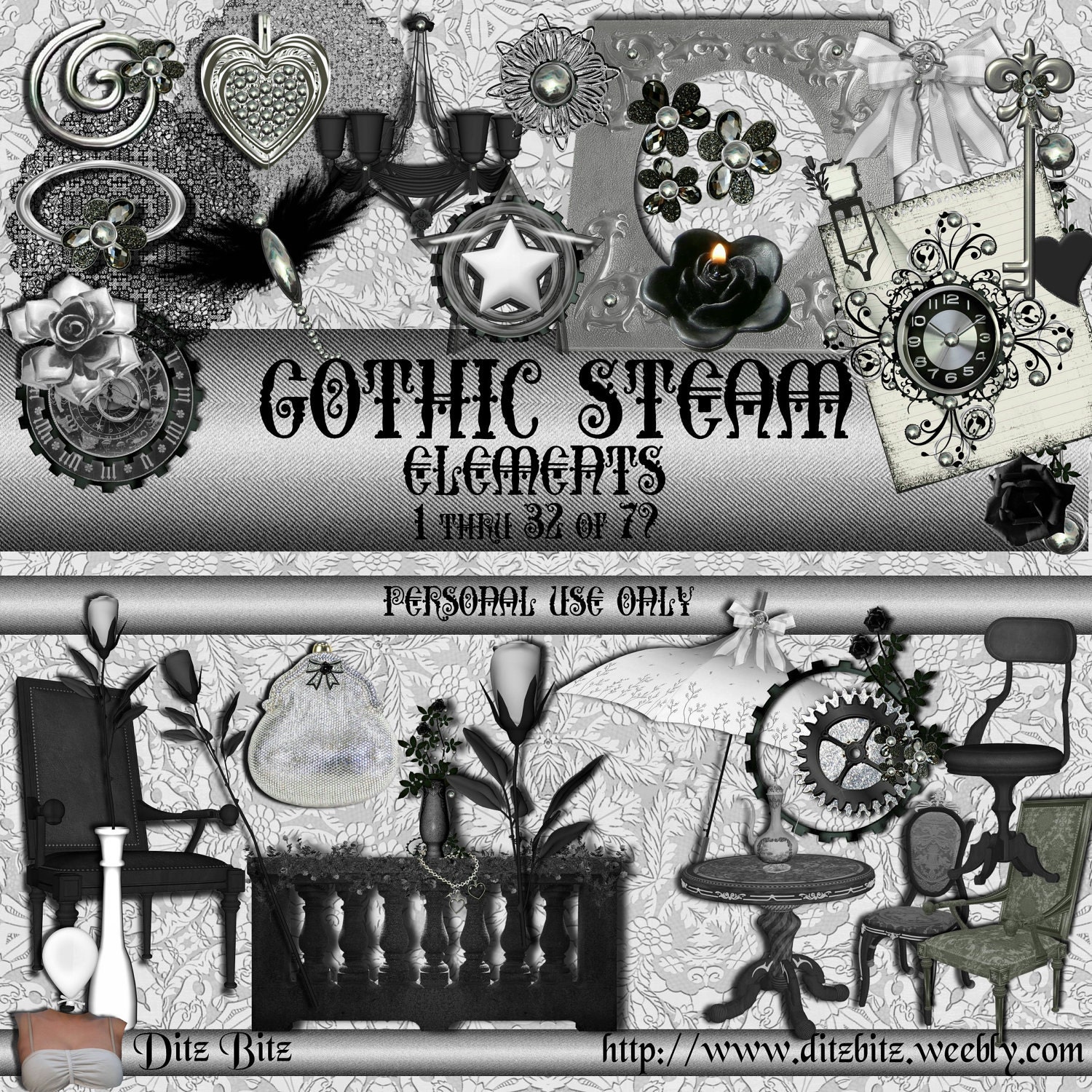 Gothic Steam Digital Scrapbook Kit - Etsy