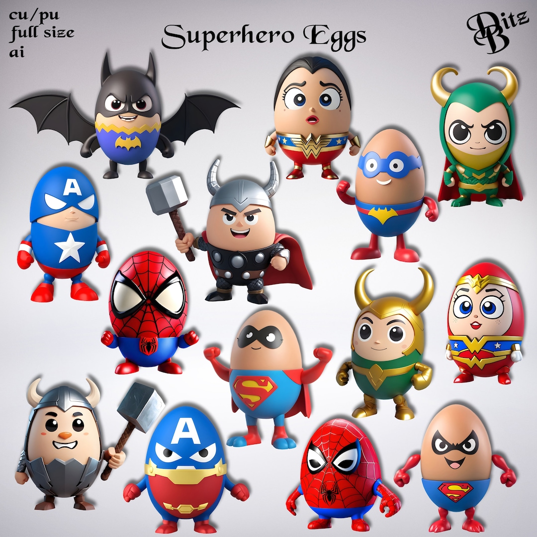 Superhero Eggs Transparent Png Files - Etsy
