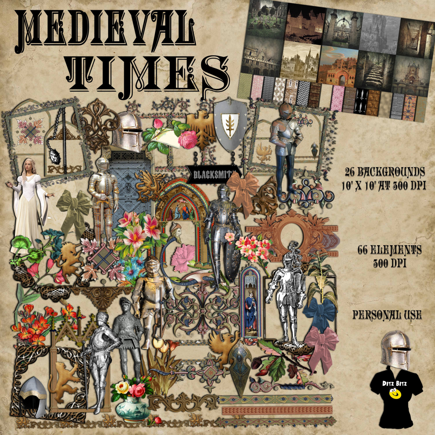 Medieval Times Digital Scrapbook Kit - Etsy