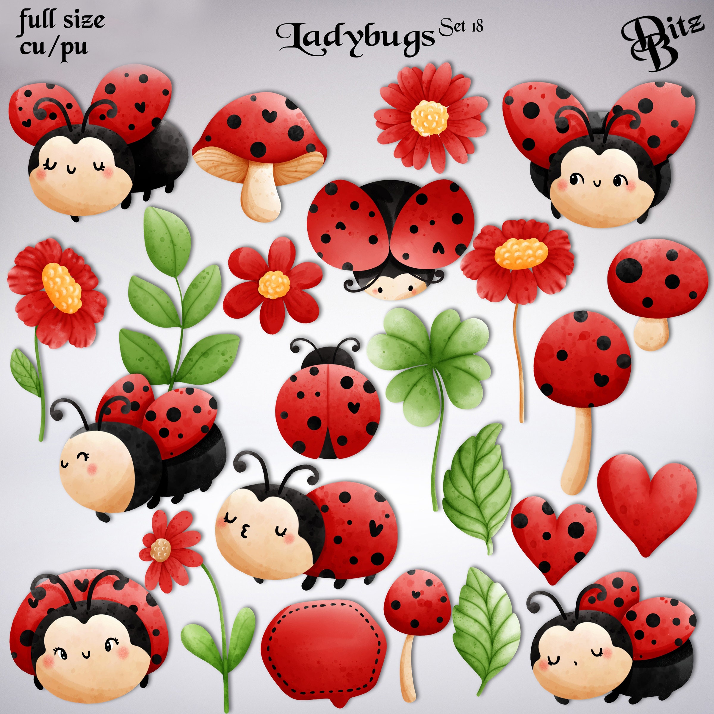 Ladybugs Set 18 Transparent Png Files - Etsy