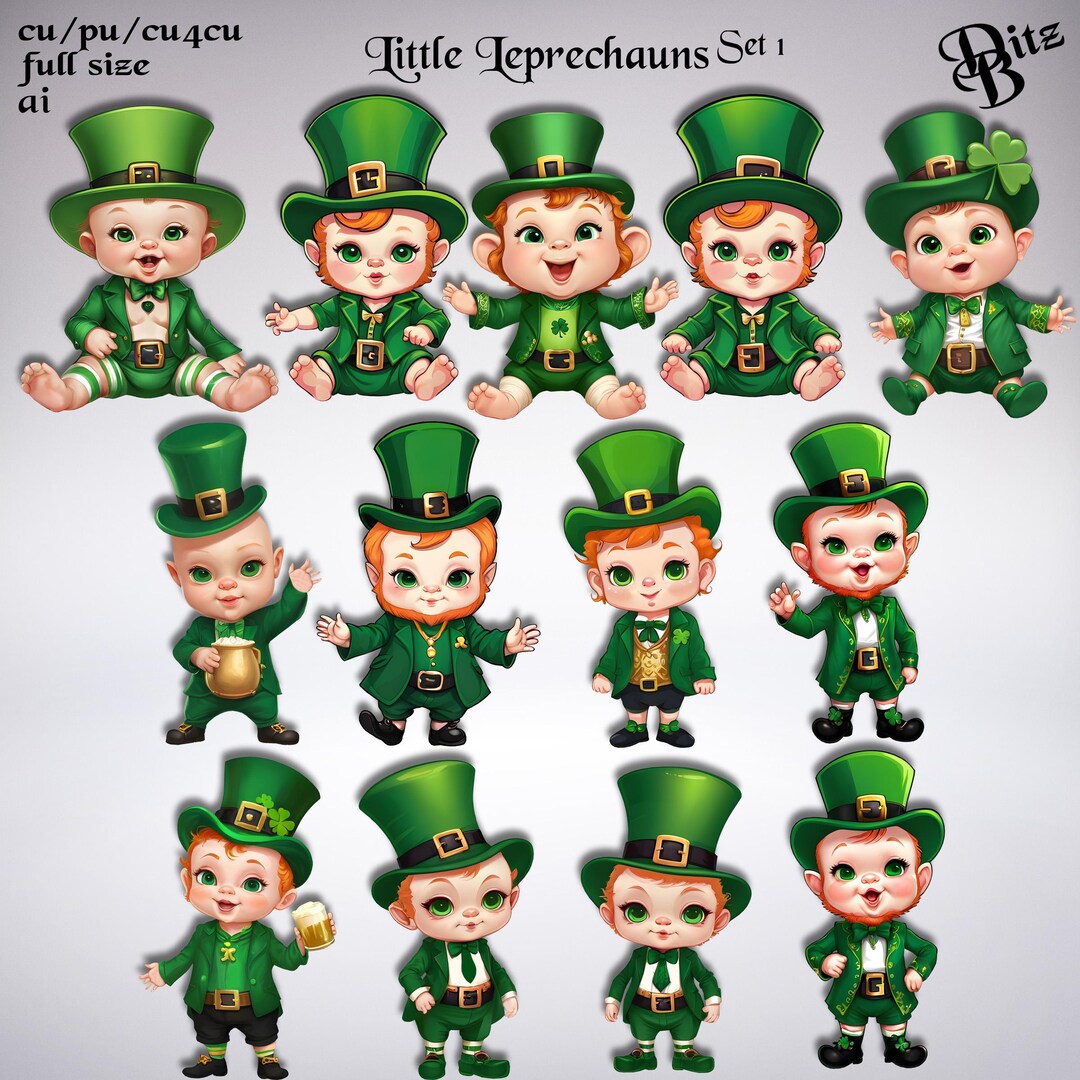 St. Patrick's Day Little Leprechauns Transparent Pngs - Etsy