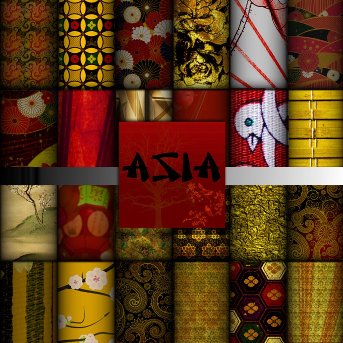 Asia Digital Scrapbook Kit Red & Gold..instant Downloads - Etsy