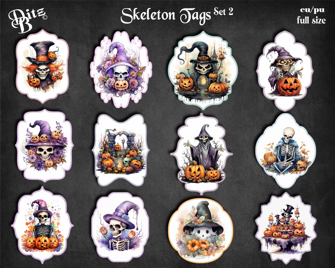 Skeleton Tags Set 2 Transparent Png Images - Etsy