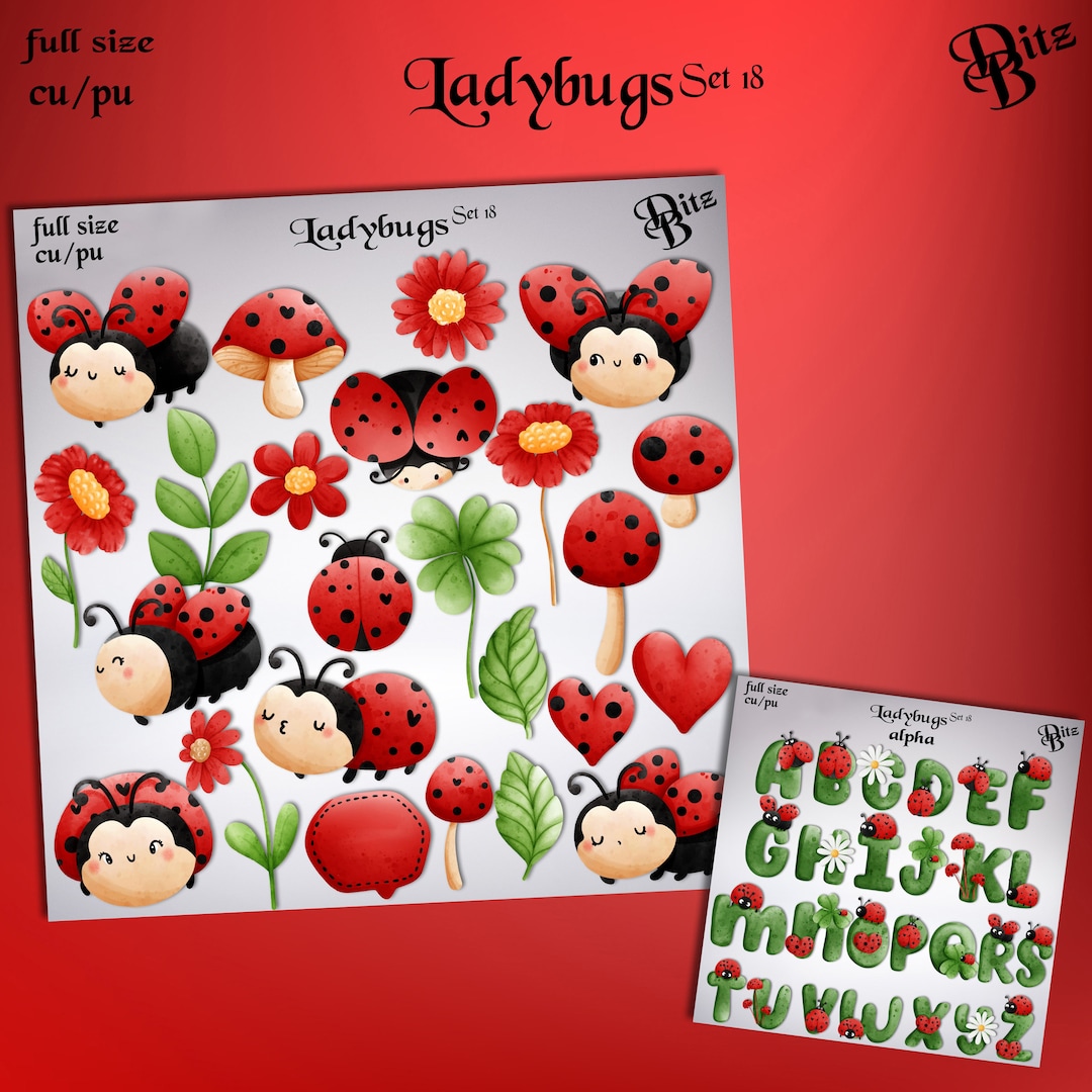 Ladybugs Set 18 Transparent Png Files - Etsy