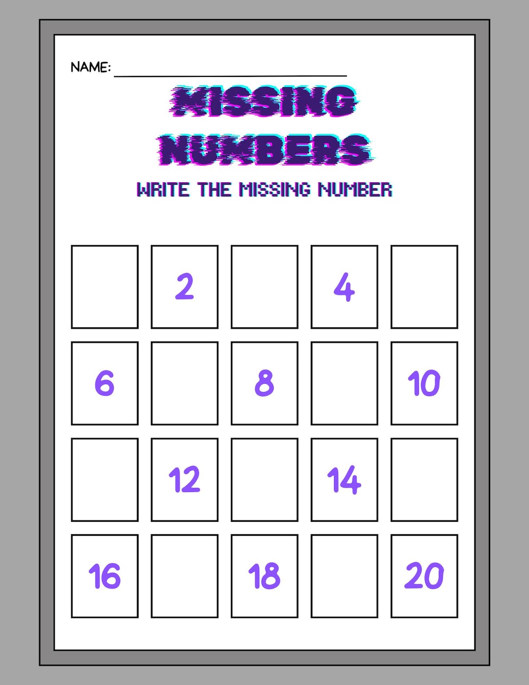 Summer Missing Numbers Math Worksheet, Ages 3-10, Educational Printable ...