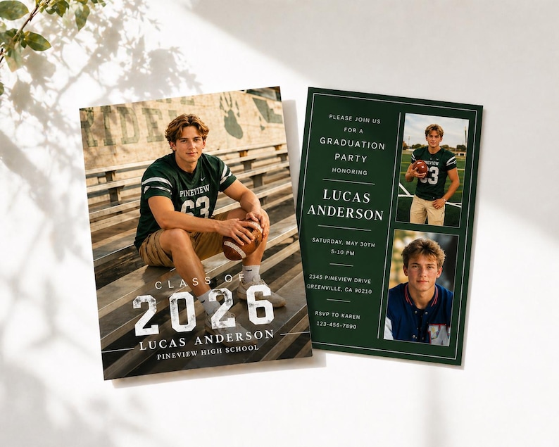 Male Graduation Invitation, Graduation Announcement Template| Multiple ...