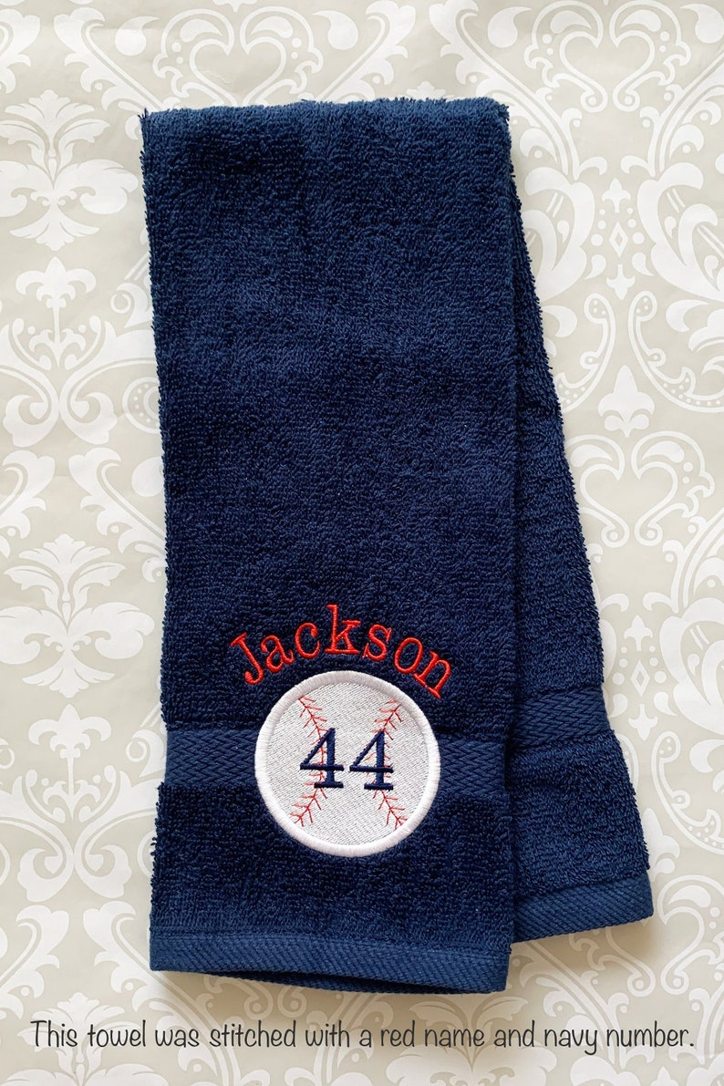 Personalized Baseball Hand Towel: Embroidered Name & Number - Etsy