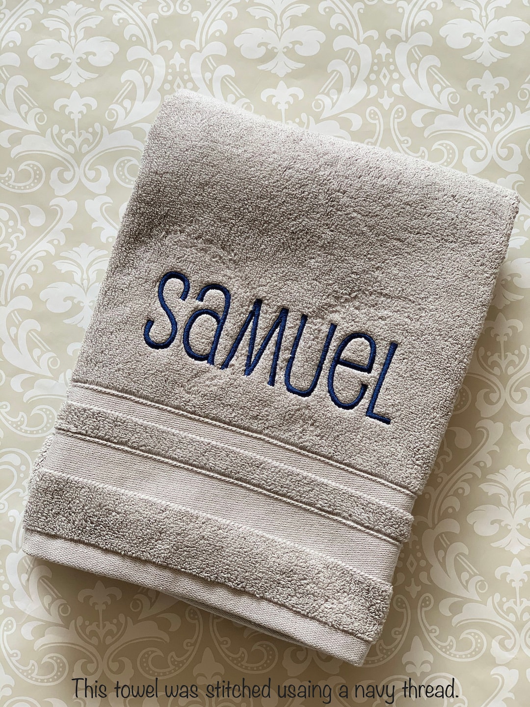 Monogrammed Name Bath Towel, Personalized Embroidered Gift - Etsy